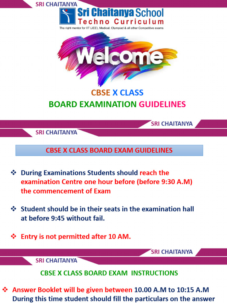 CBSE X Class Board Examination Instructions | PDF
