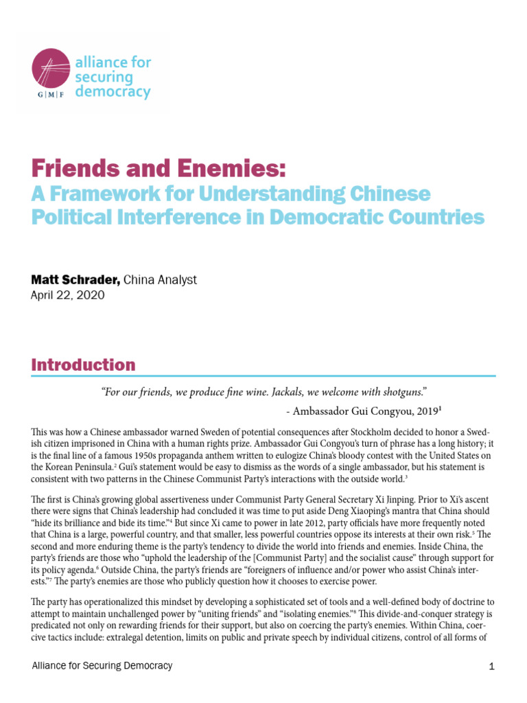 Friends and Enemies A Framework For Understanding Chinese Political ...