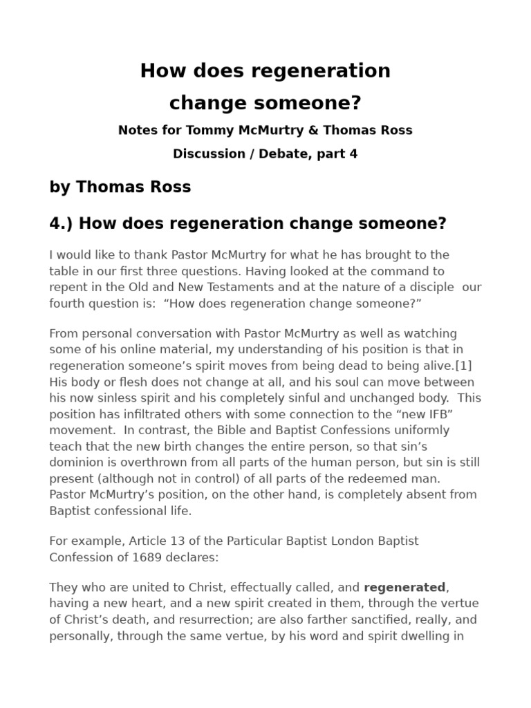 Baptist View on Regeneration | PDF | Born Again | Grace In Christianity