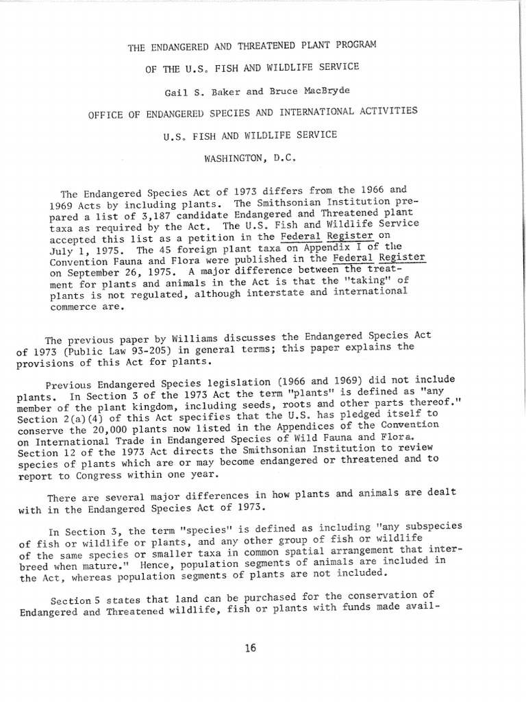 Baker & MacBryde.1977.Endangered & Threatened Plant Program USFWS | PDF