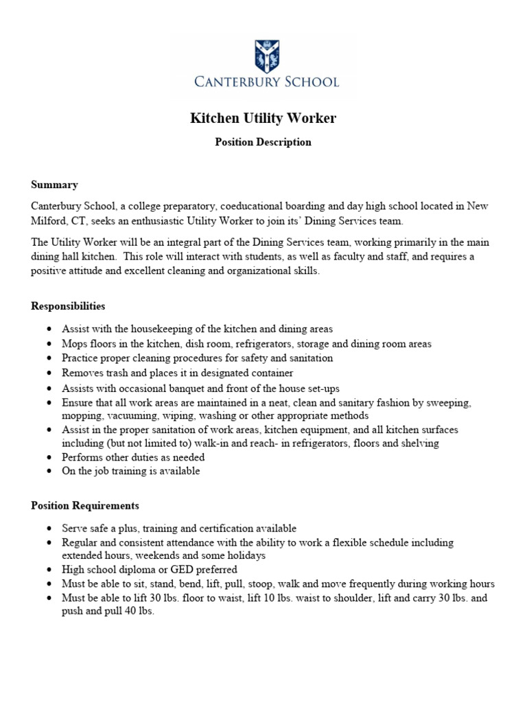 KitchenUtilityWorker Website | PDF