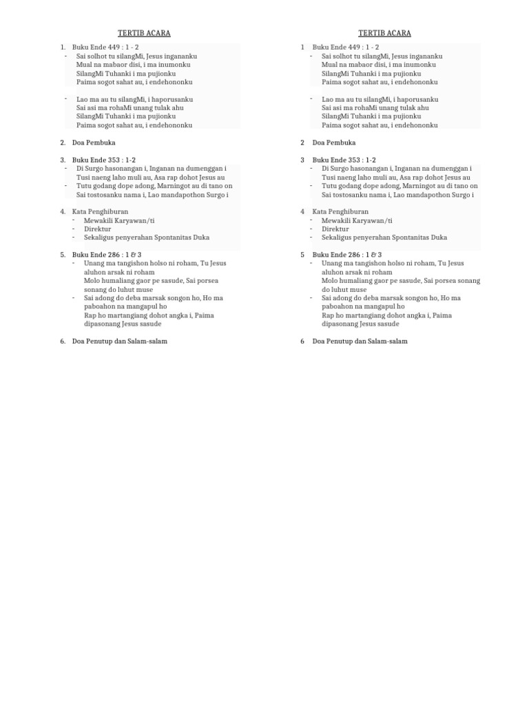 Tertib Acara Melayat Kristen | PDF