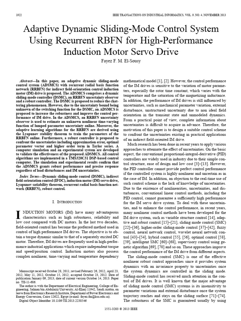 Adaptive Dynamic Sliding-Mode Control System Using Recurrent RBFN For High-Performance Induction ...
