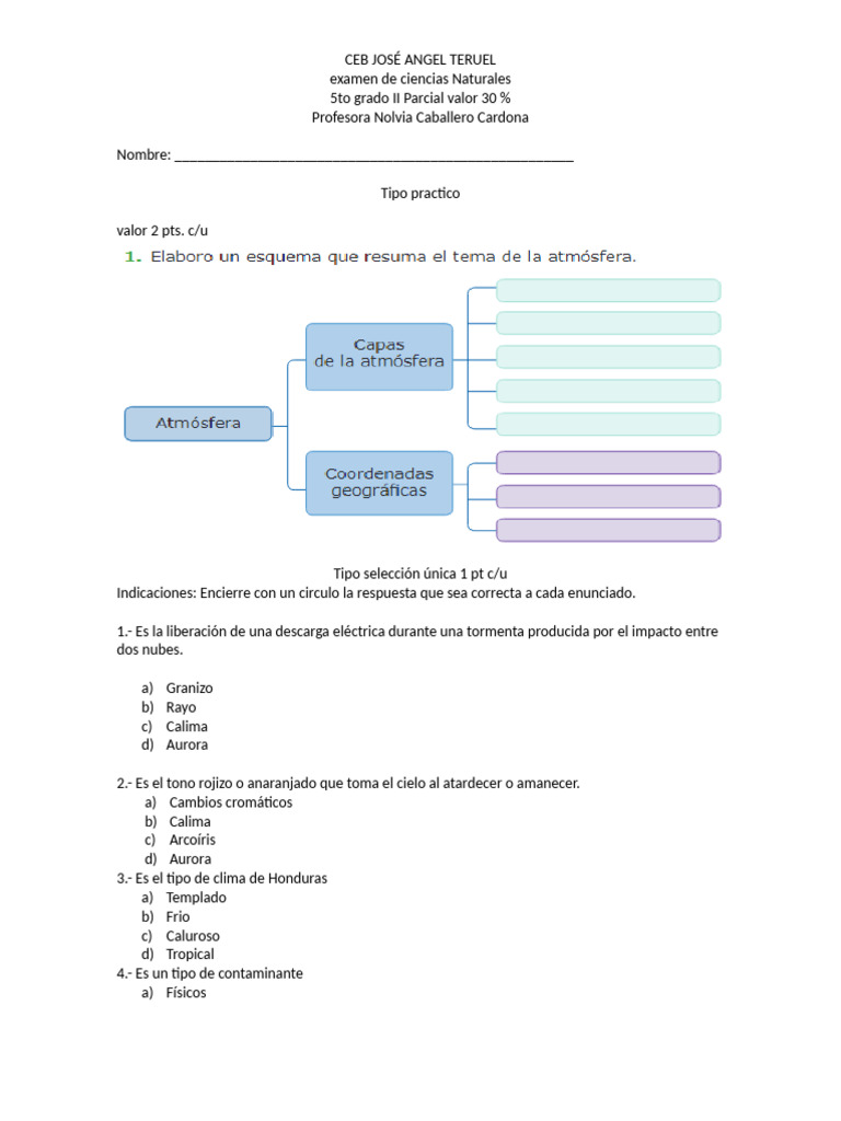 Examen de CCNN 5to 2024 II Parcial | PDF