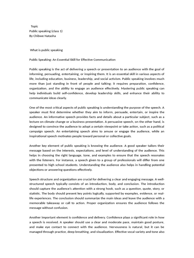 Public Speaking | PDF | Public Speaking | Nonverbal Communication