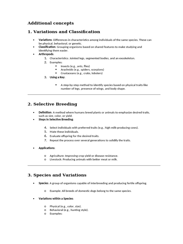 Additional Concepts - Docx g6 | PDF | Species | Selective Breeding