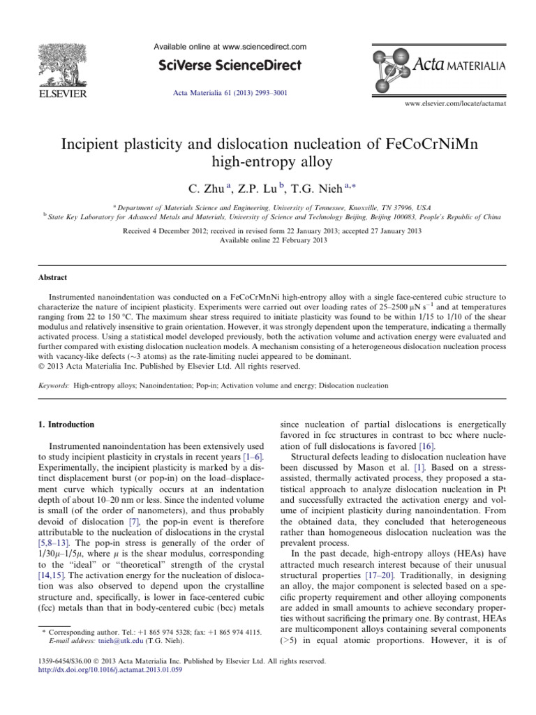 2013 - Acta Materialia-Incipient-plasticity-and-dislocation-nucleation-of-FeCoCrNiMn-high ...