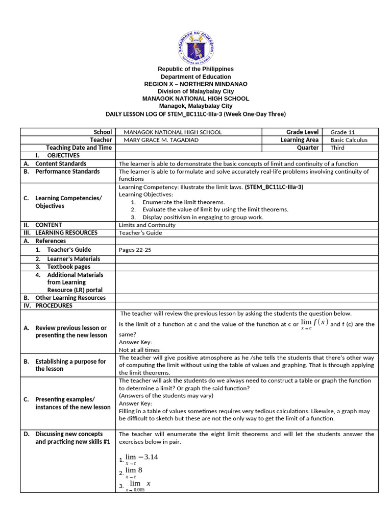 BC III-3 | PDF | Function (Mathematics) | Teachers