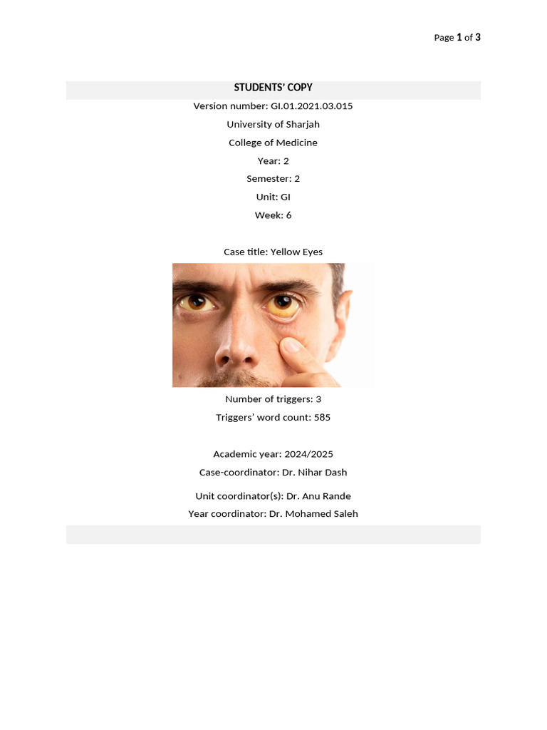 GIT PBL 5 (Week 6) Student | PDF | Diseases And Disorders | Medical Specialties