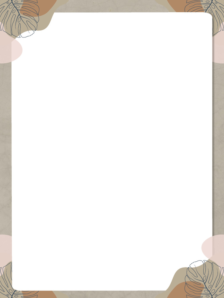 Gray White Minimalist Leaves Paper Border | PDF