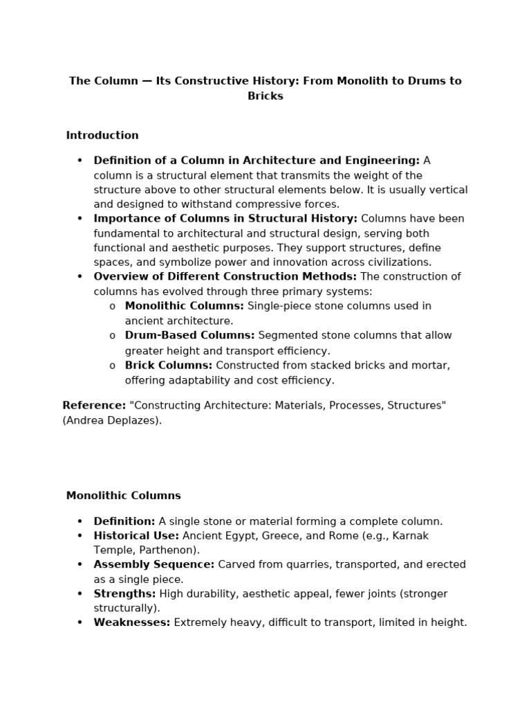 The Constructive History of The Column | PDF | Column | Brick