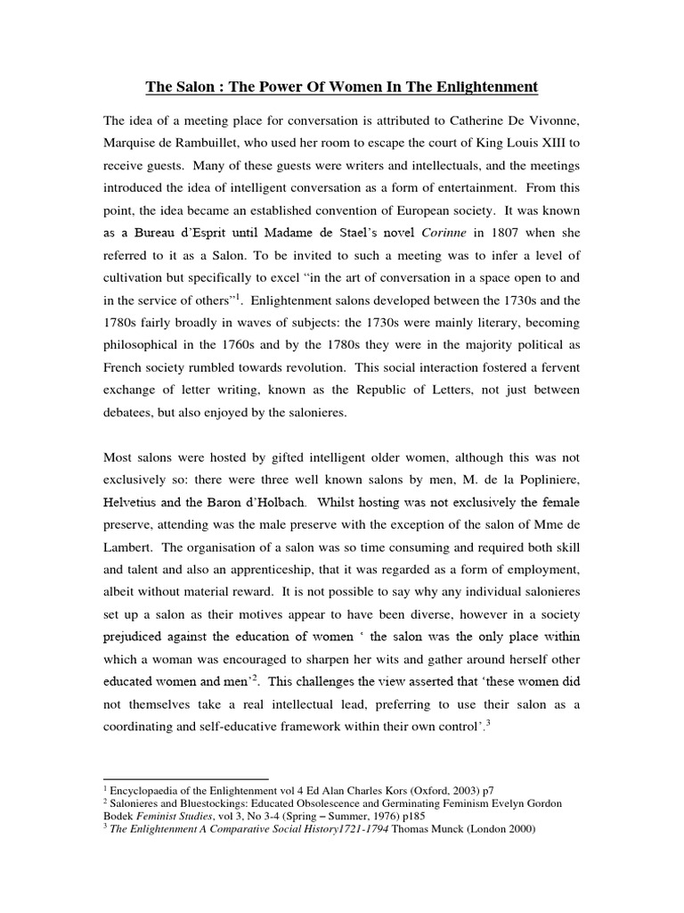 Women’s Salons in the Enlightenment | PDF
