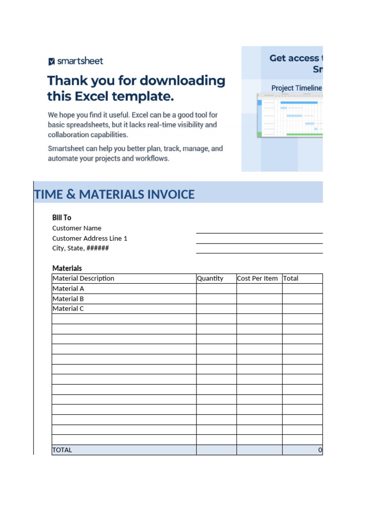 Time & Materials Invoice Template | PDF