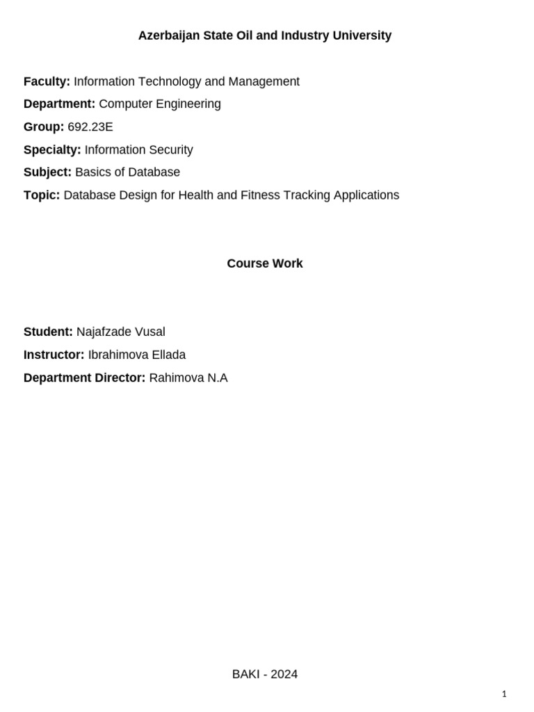 Database Design For Health and Fitness Tracking Applications | PDF ...