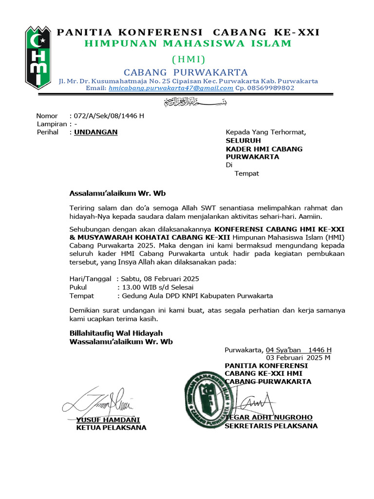 Surat Undangan Kader | PDF