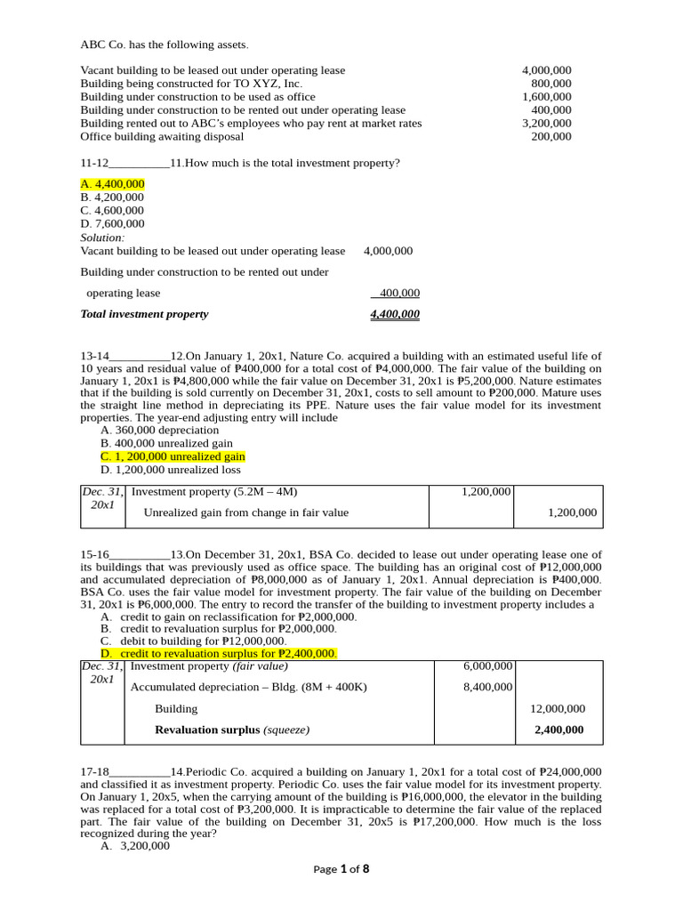 Investment Intangible and Impairment Computation Solution | PDF ...