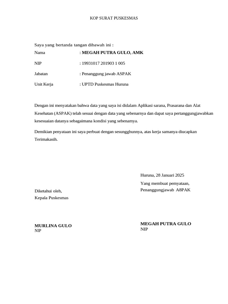 Kop Surat Puskesmas | PDF