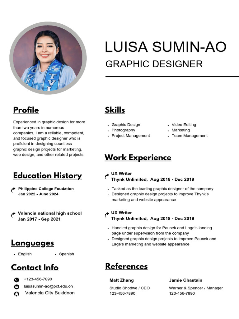 Graphic Designer & UX Writer Profile | PDF