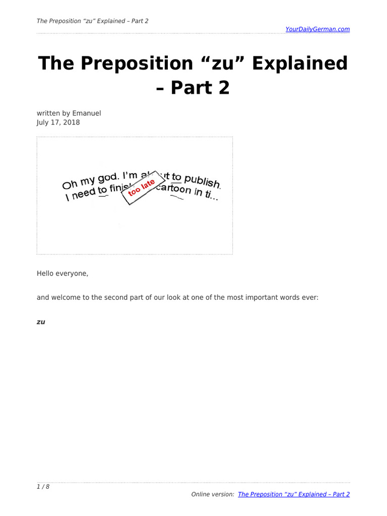 Understanding the German Preposition "zu" | PDF | Linguistics ...