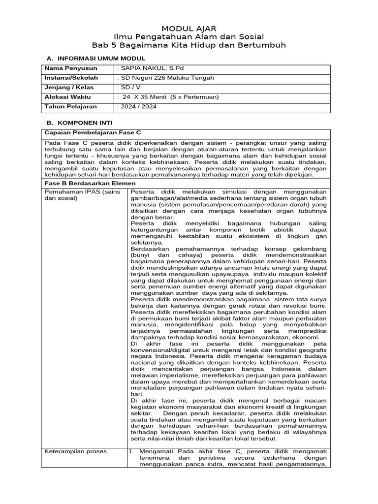 Bab 5 - Ma Ipas Kls 5 | PDF