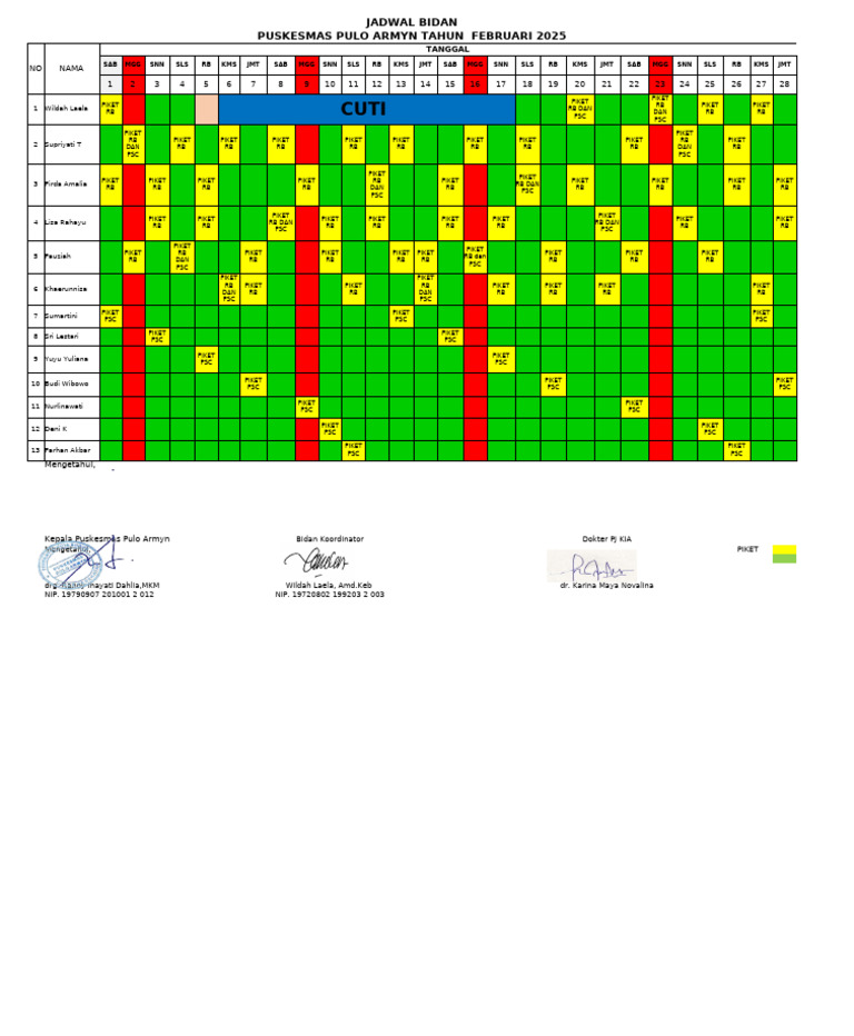 Jadwal Piket RB Dan PSC | PDF