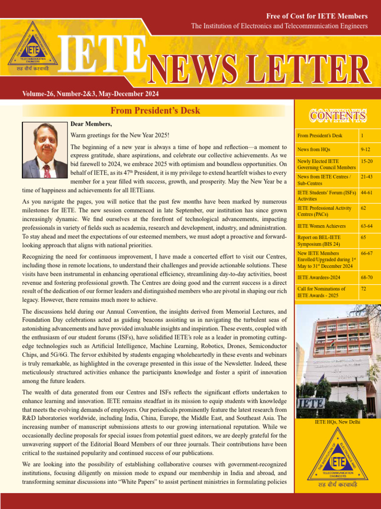 Iete News Letter May Dec 2024 | PDF | Electromagnetic Compatibility | Electromagnetic Interference