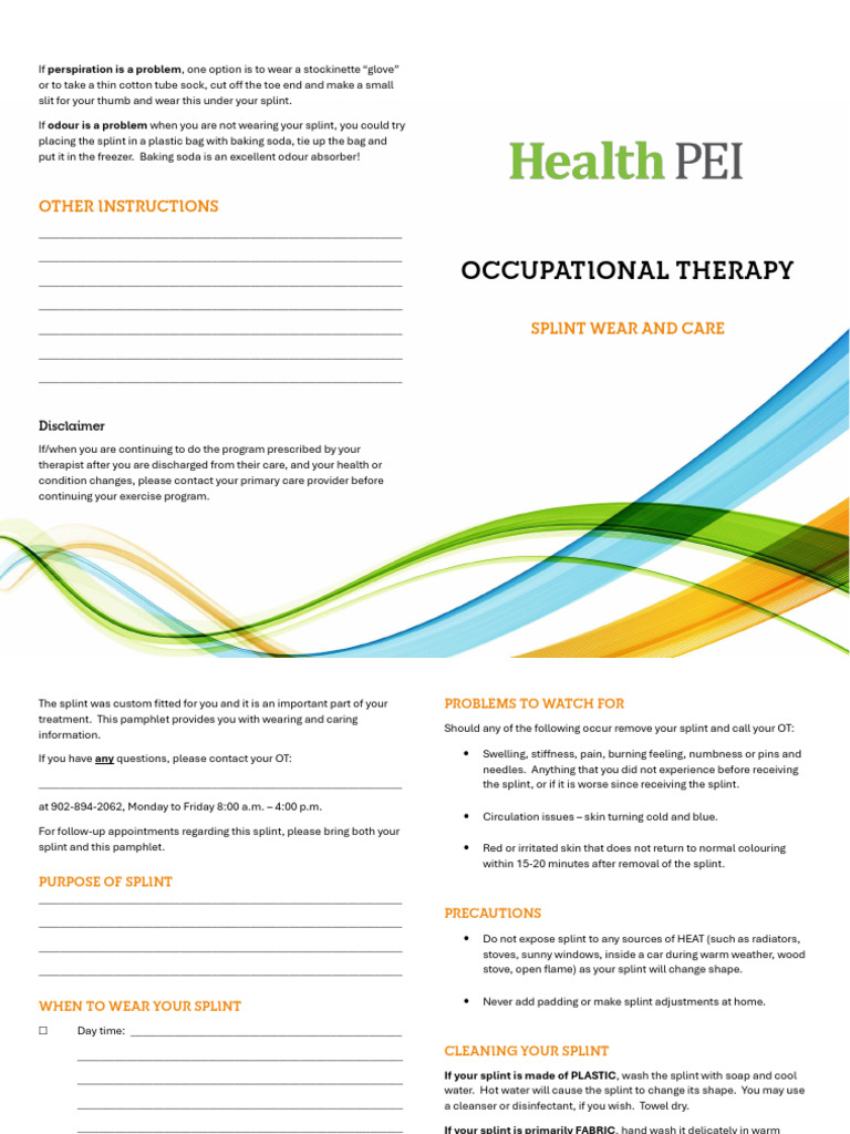 OT Hand Splint Wear and Care | PDF