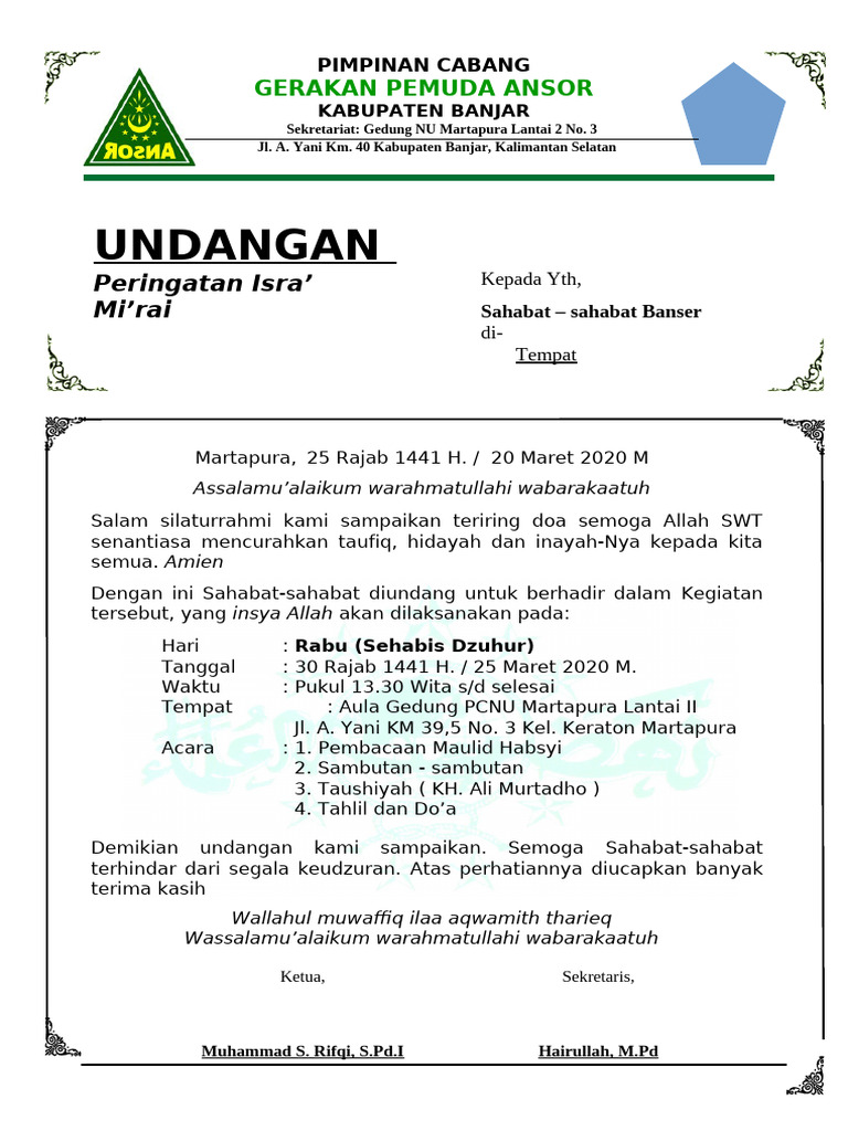 Undangan Isra Mi'raj | PDF