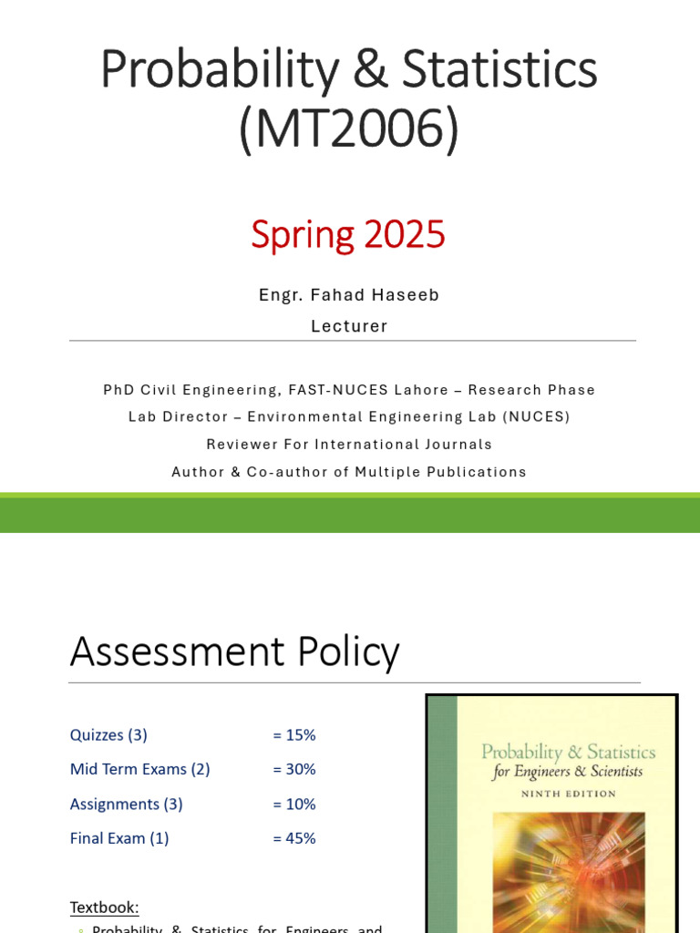 Lecture 1 | PDF | Arithmetic Mean | Sampling (Statistics)