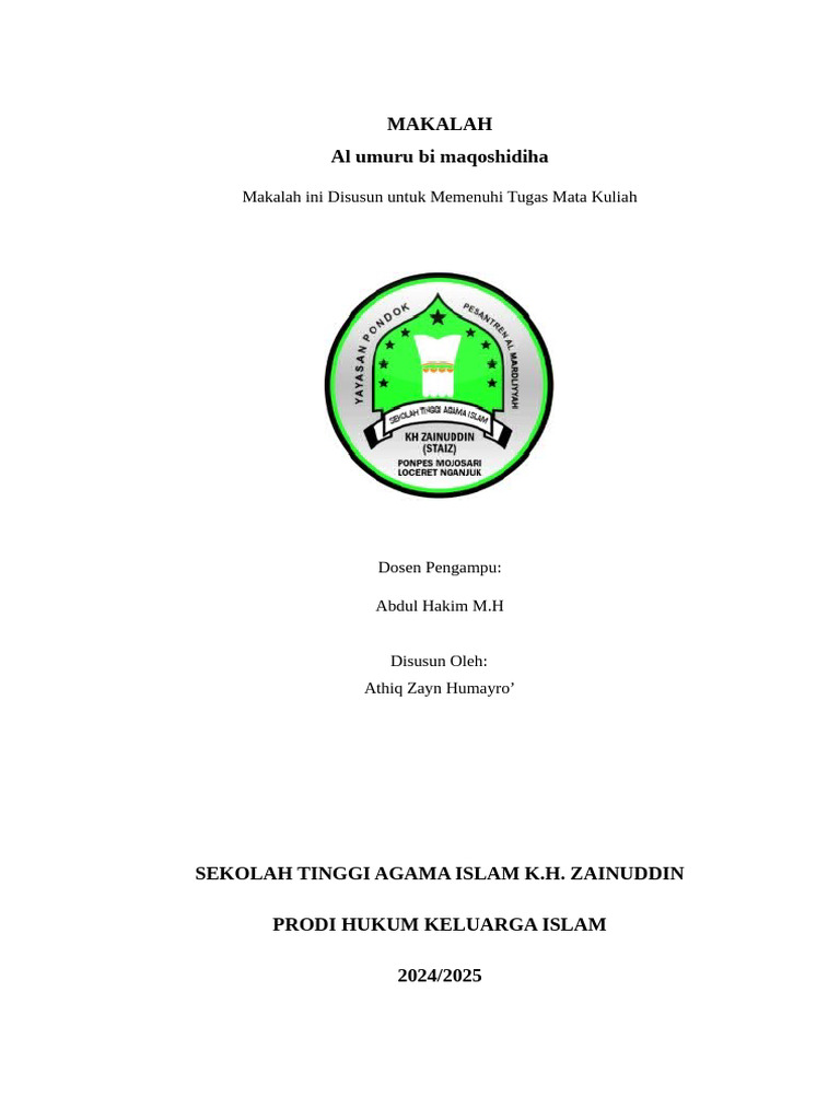 Al Umuru Bi Maqoshidiha | PDF