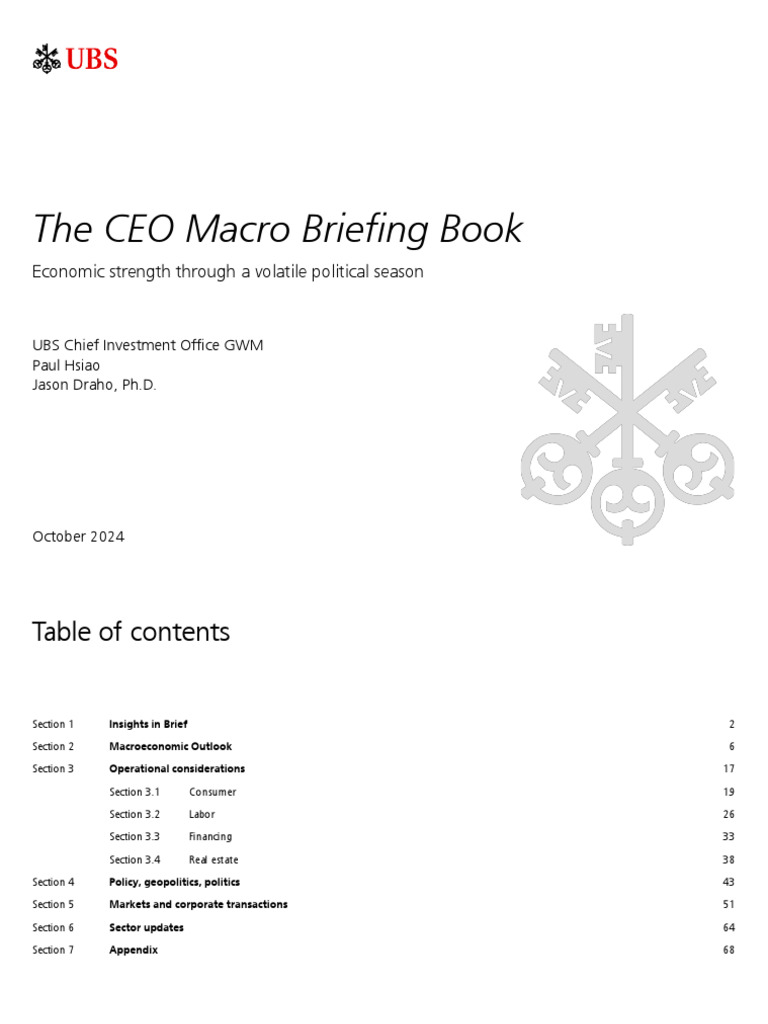 The UBS CEO Macro Briefing Book Q4 2024 1730746516 | PDF | Unemployment | Macroeconomics