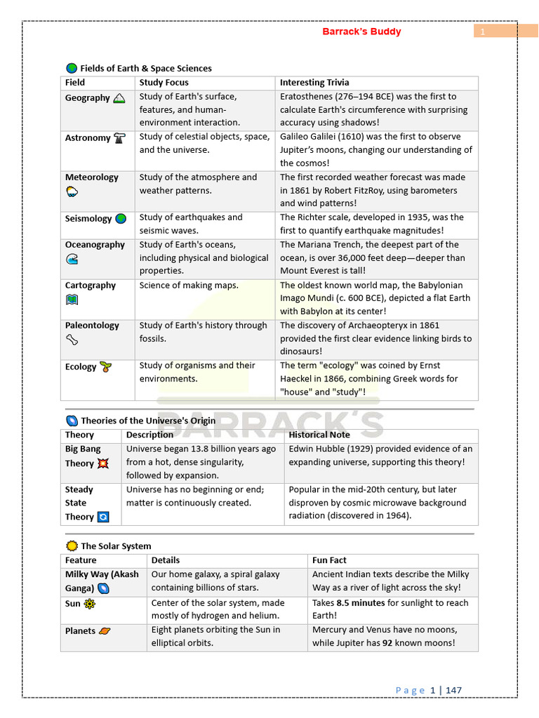 Earth & Space Sciences Overview | PDF | Planets | Solar System