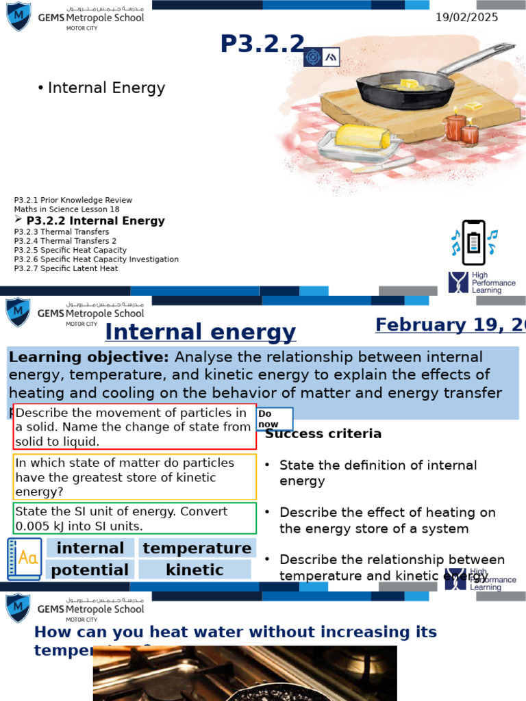 Understanding Internal Energy in Matter | PDF | Heat | Gases