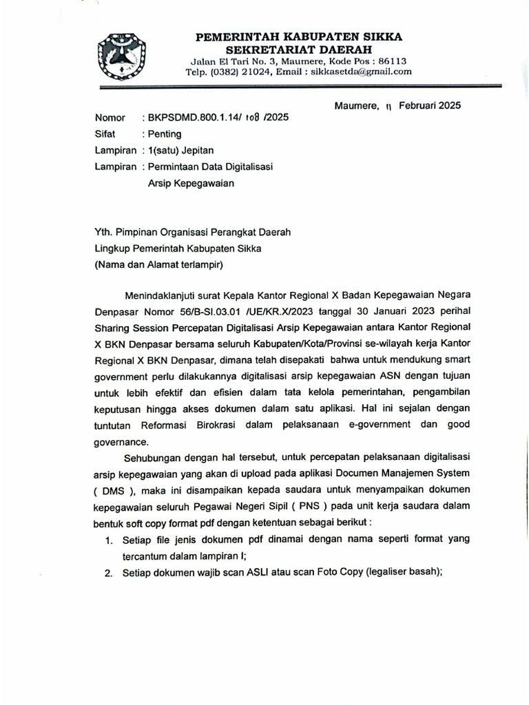 Permintaan Data Digitalisasi Arsip Kepegawaian (2) - 7 | PDF