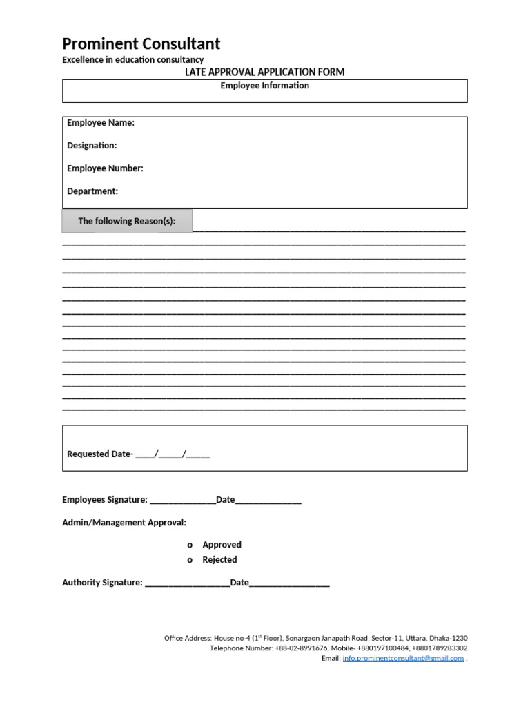 Late Approval Form | PDF