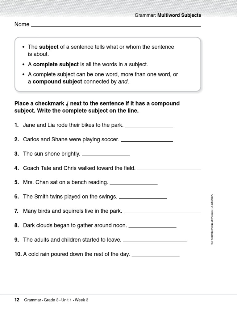 Wonders Grammar Reproducibles Grade 3 - 20 | PDF