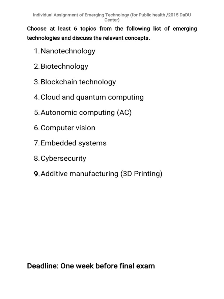 Emerging T Assignment | PDF