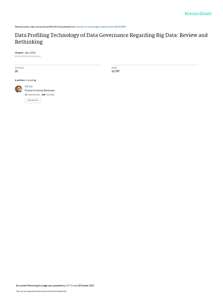 Data Profiling, Quality and Governance - Research Paper | PDF | Data Quality | Metadata