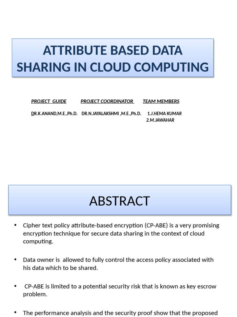 Attribute Based Data Sharing In Cloud Pdf