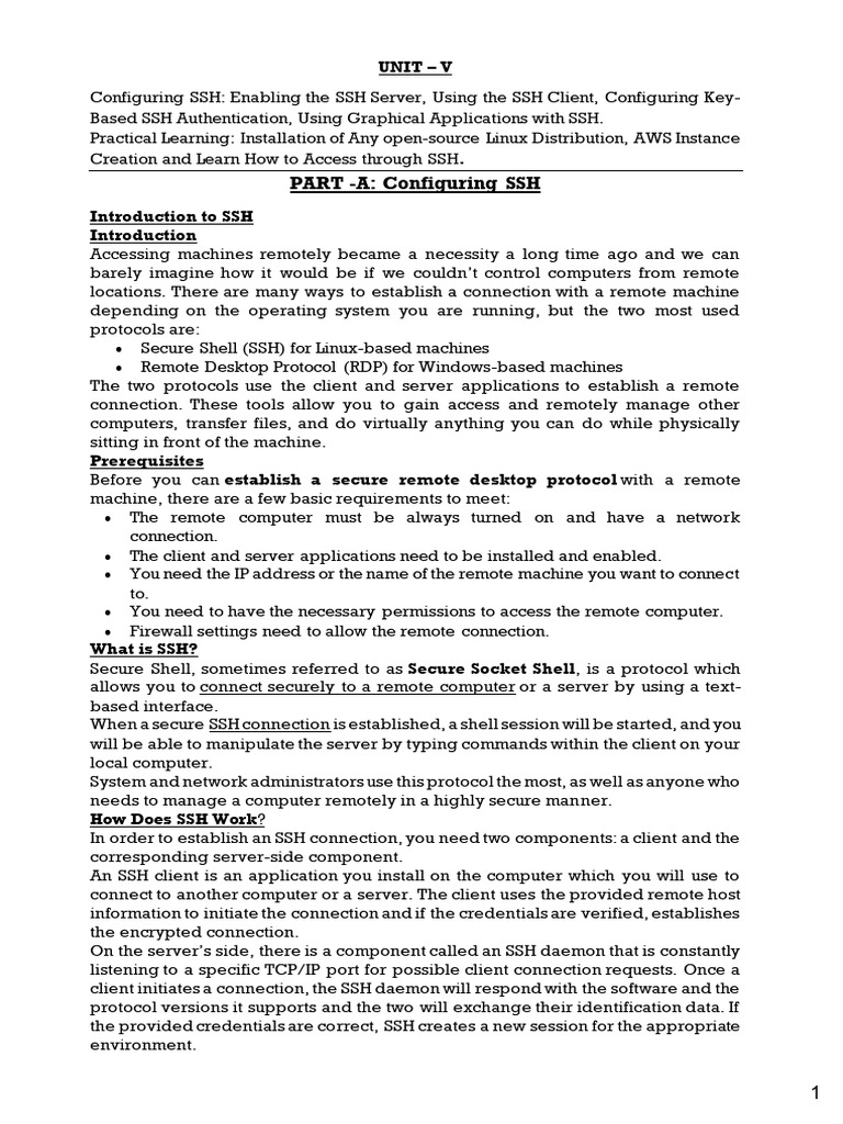 Unit V Final | PDF | Secure Shell | Linux Distribution