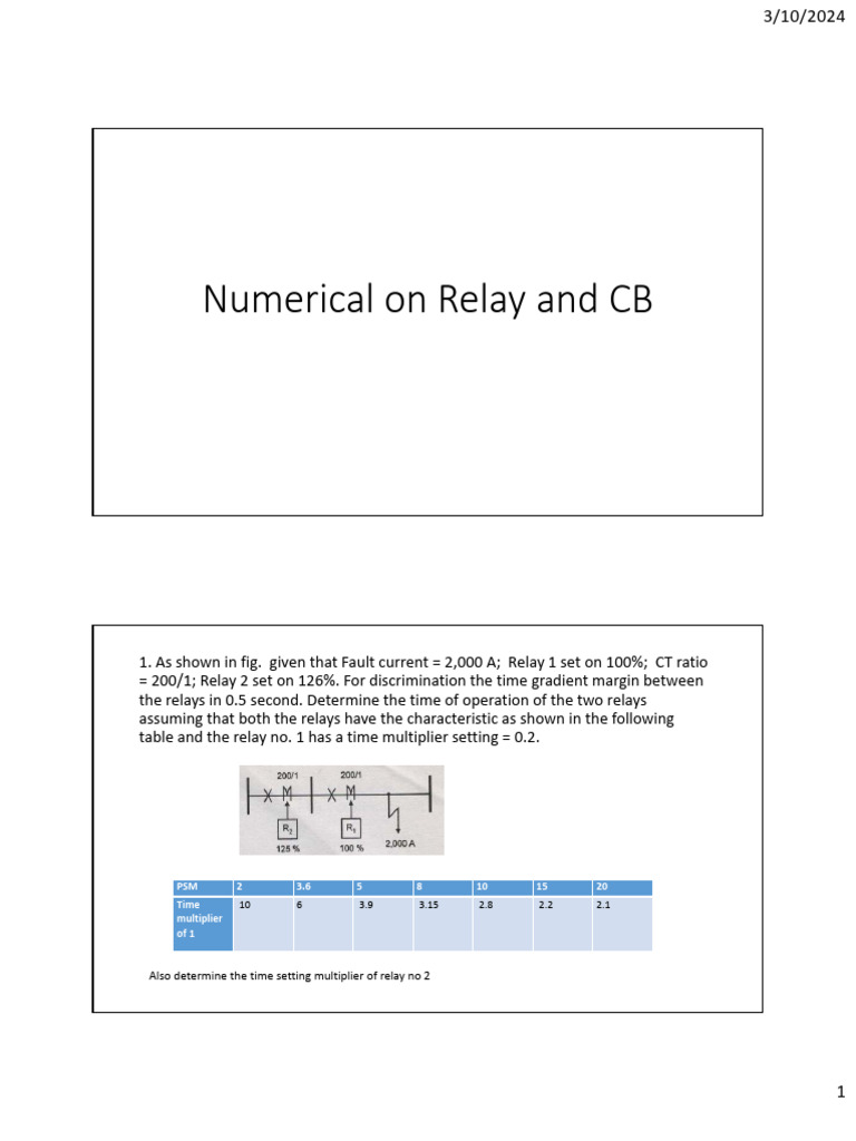 Relay Operation Time Calculations | PDF | Transformer | Inductance