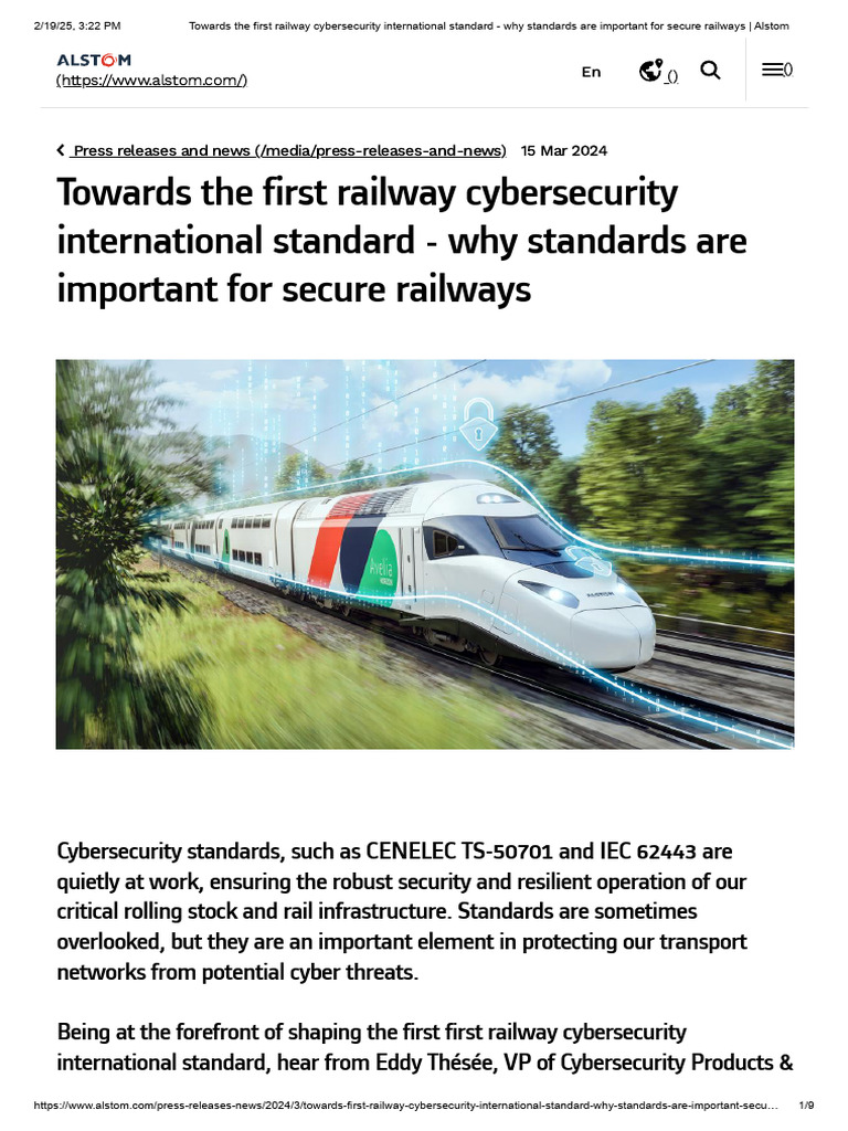Alstom - Towards the first railway cybersecurity international standard ...