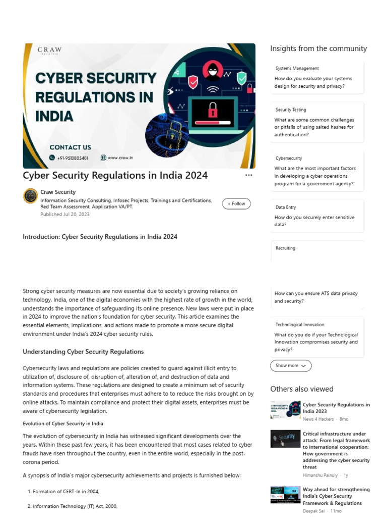 India Cyber Security Regulations 2024 | PDF | Security | Computer Security