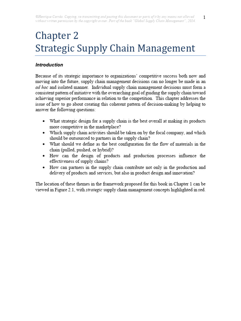 Chapter 2 - Strategic Supply Chain Management | PDF | Strategic Management | Supply Chain