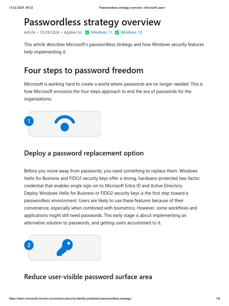 Passwordless Strategy Overview - Microsoft Learn | PDF | Password | User (Computing)