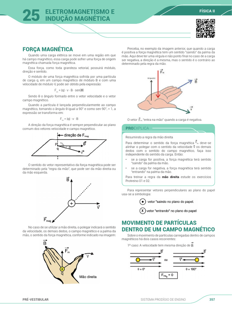 Força Magnética e Regra da Mão Direita | PDF | Magnetismo | Campo magnético