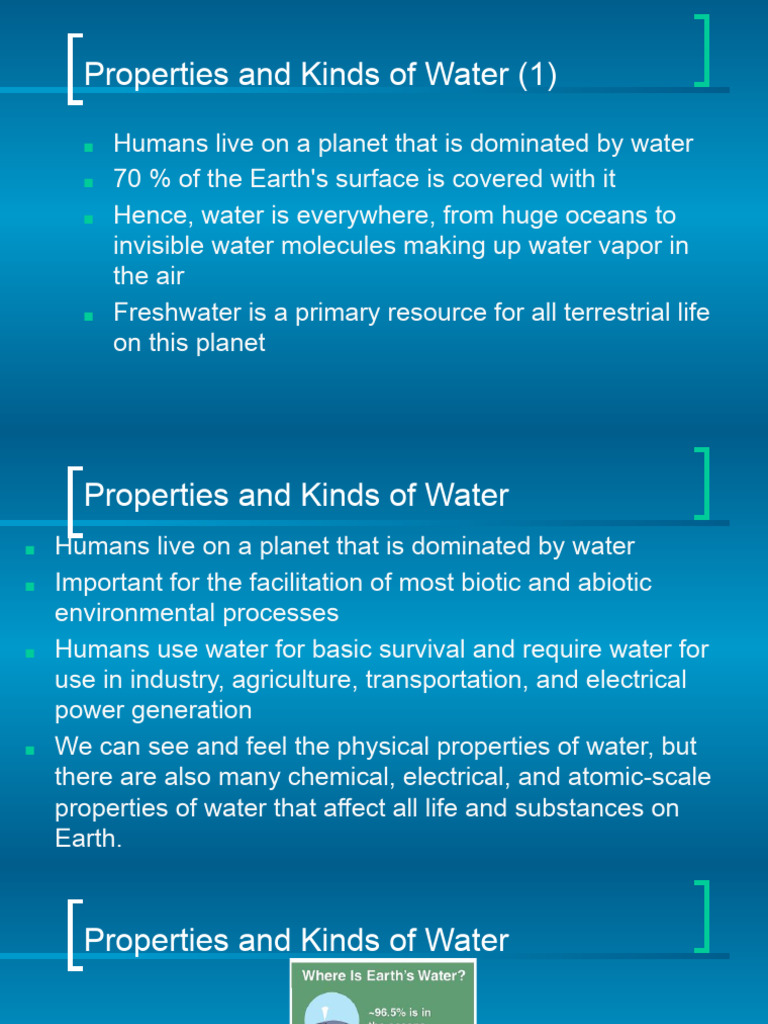 Properties and Types of Water Explained | PDF | Water | Drop (Liquid)