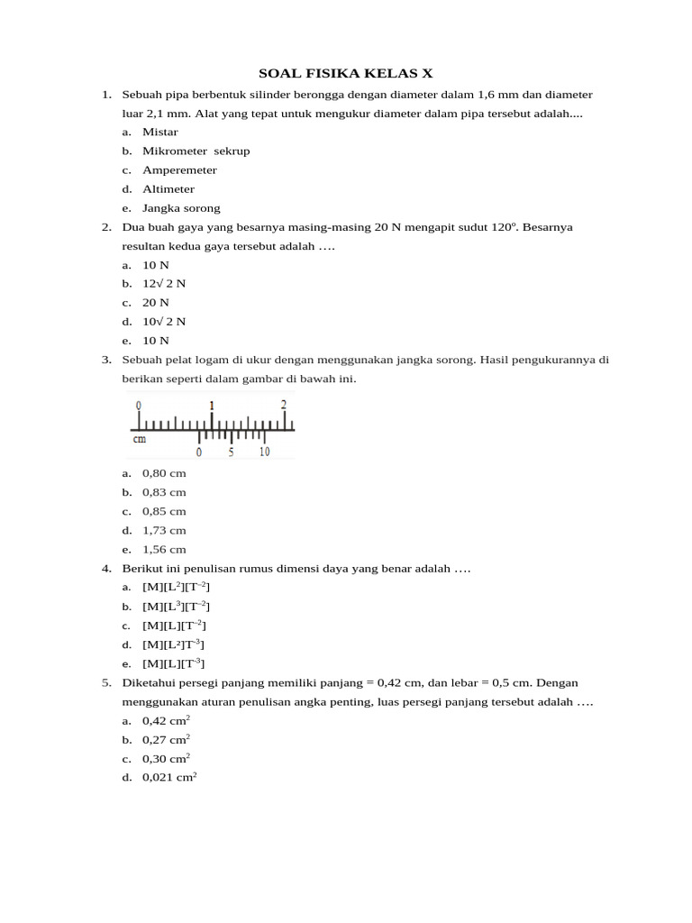 Soal Fisika Kelas X: Pengukuran dan Gaya | PDF