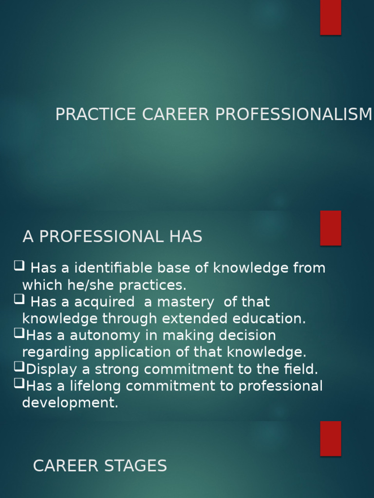 Practice Career Professionalism | PDF