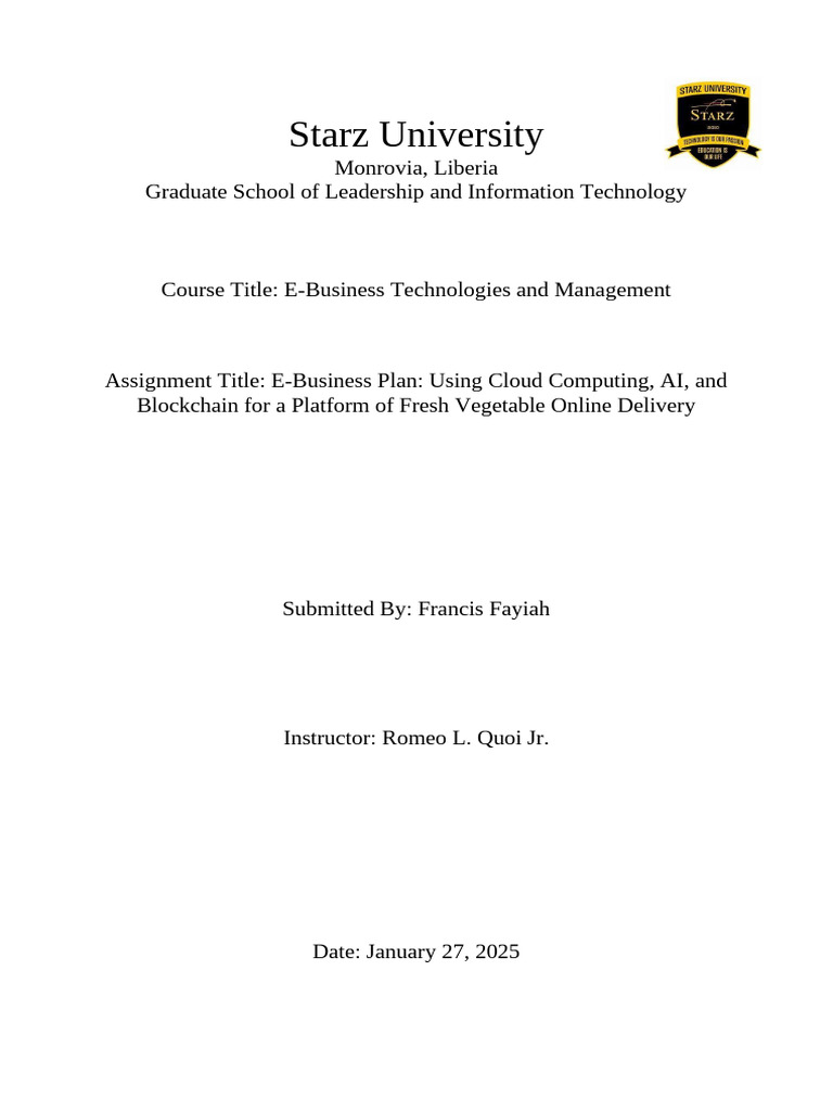 Francis Fayiah E_Business Assignment 3 | PDF | Cloud Computing | Security